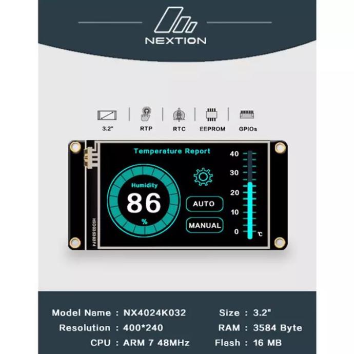 Jual Nextion Enhanced NX4024K032 - 3.2'' HMI LCD Touchscreen Serial ...