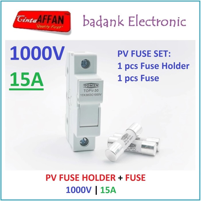 Jual Bestseller [15A] Solar Pv Fuse Holder Dc 1000V With Fuses 15A Solar Panel Surya | Shopee ...