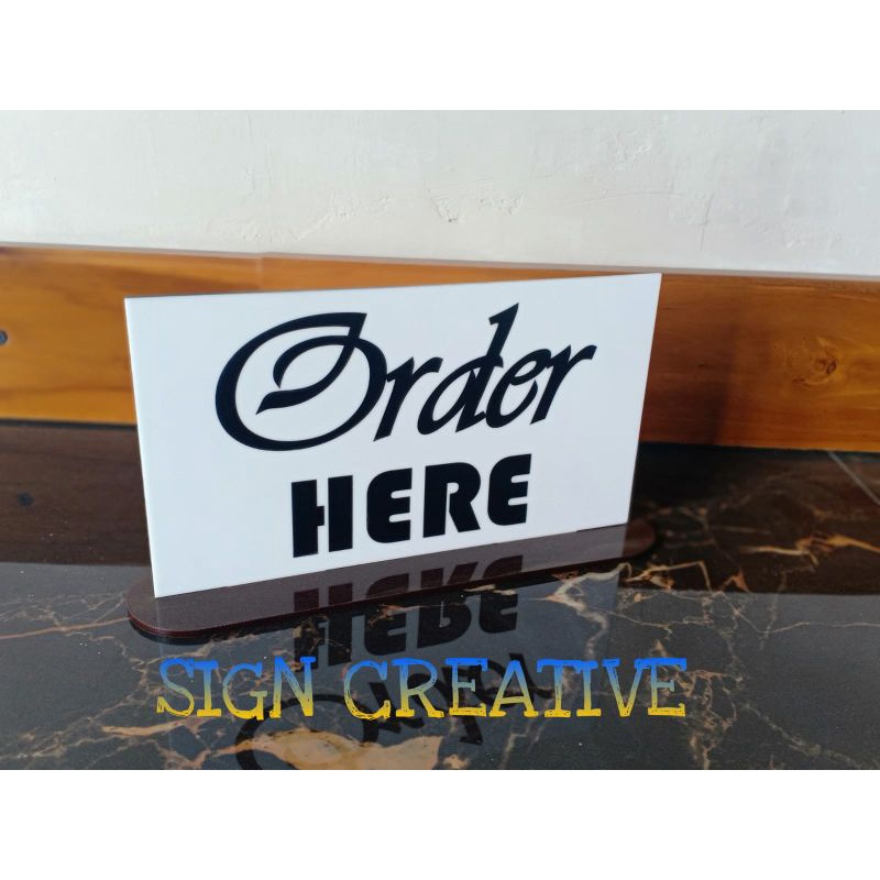 Jual Signage meja restaurant /caffe/rumah makan penanda Order here Full ...