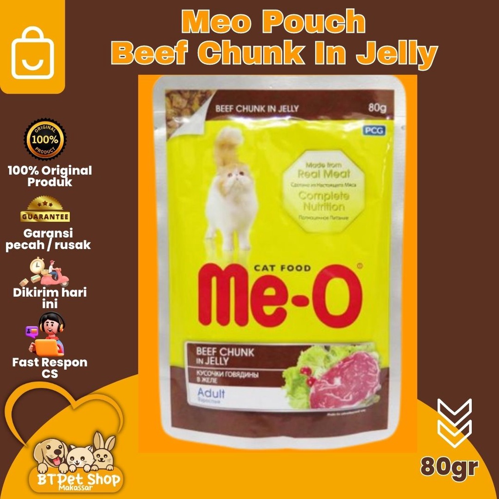 Jual Makanan Basah Dewasa Meo Pouch 80Gr Beef Chunk In Jelly Cat Wet ...
