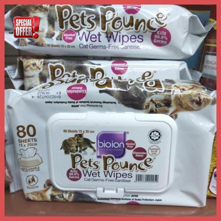 Jual BIO ION PET POUNCE WET WIPES 80SHEETS/TISU BASAH KHUSUS HEWAN ...