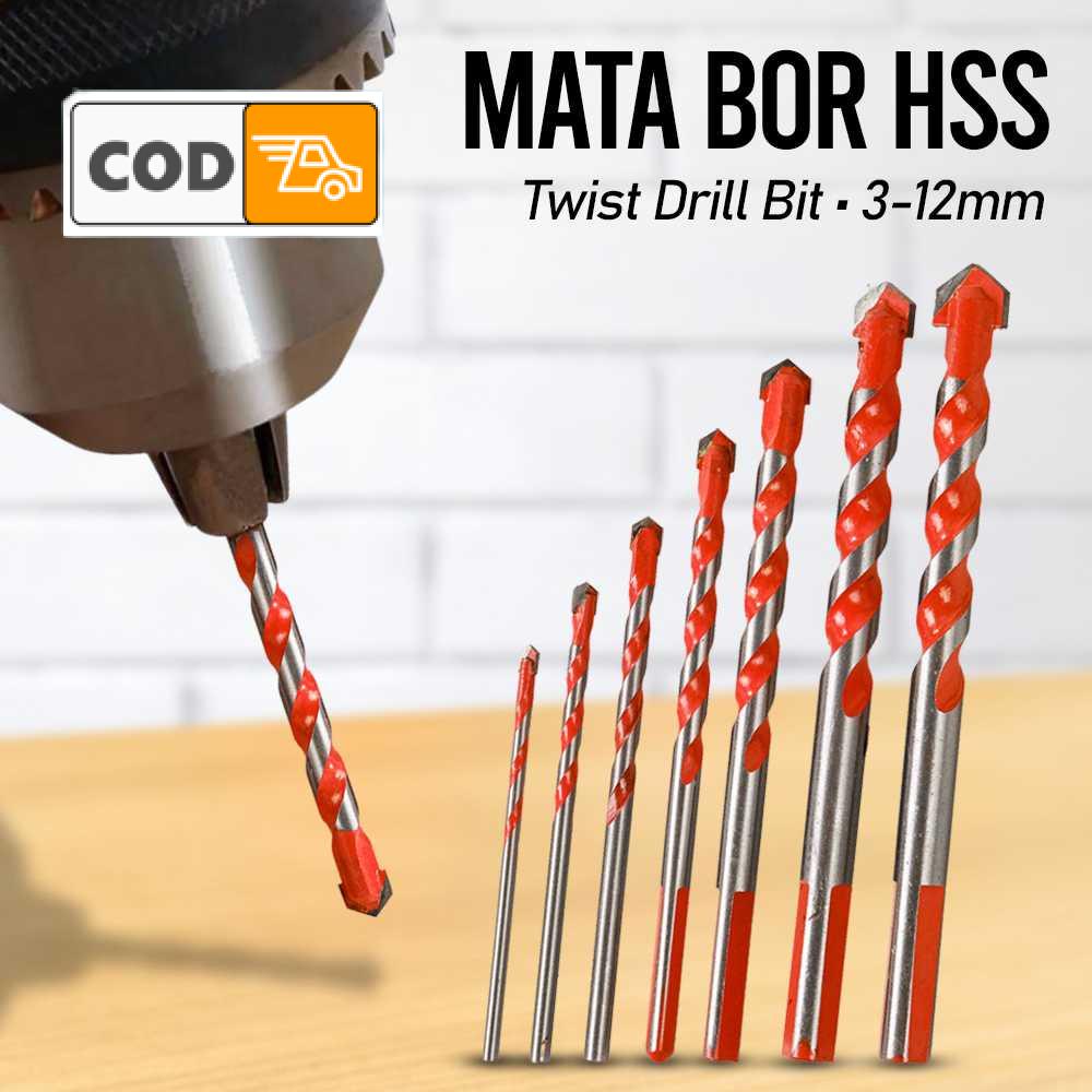 Jual Mata Bor Set 7 PCS Baja HSS Twist Drill Bit 3-12mm Kuat Tajam Anti ...