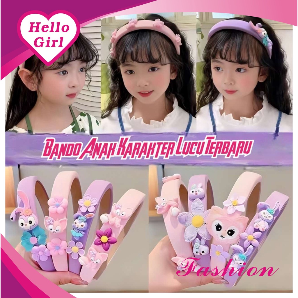 Jual (Hello Girl)B81 Bando Anak Lucu Motif Karakter Bando Busa Spons ...