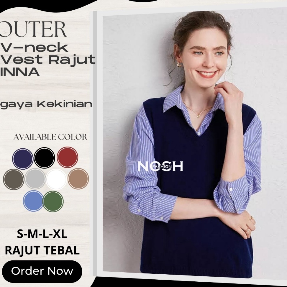 Jual 8.8 SUPER Shopee Day Rompi Rajut Wanita Korea Polos Inna V Neck ...