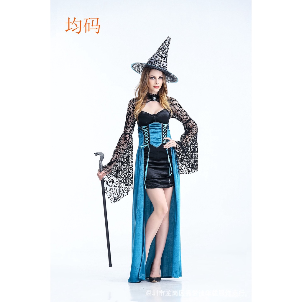 Jual Halloween Costume Masquerade Party Adult Female Wizard Costume ...