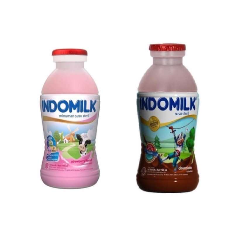 Jual Susu UHT Indomilk Botol Cokelat & Strawberry 1 Dus Karton isi 24 Botol @190ml | Shopee ...