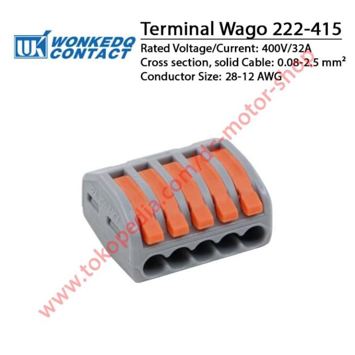 Jual WAGO Connector 5 Wire 222-415 Compact Terminal Block Lever Cage Clamp | Shopee Indonesia