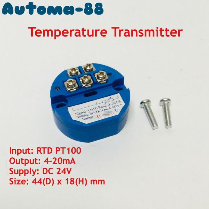 Jual Temperature Transmitter 4-20mA input RTD PT100 3 wire DC 24V ...