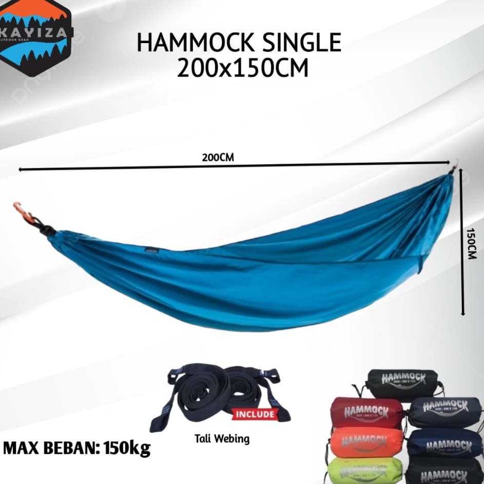 Jual 웃Kai Hammock singel ayunan gantung / beban max 150 kg include tali ...