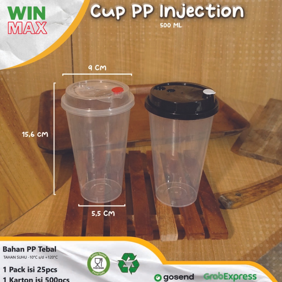 Jual NEW STOCK!. CUP INJECTION 500 ML - 16OZ - WINGOH / 25 PCS PER PACK ...