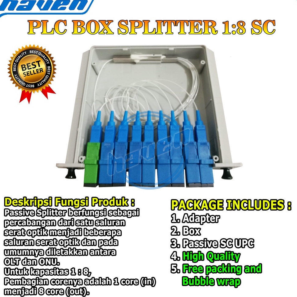 Jual STOK TERBATAS!. Passive Splitter PLC BOX FO 1 8 Fiber Optik FTTH ...