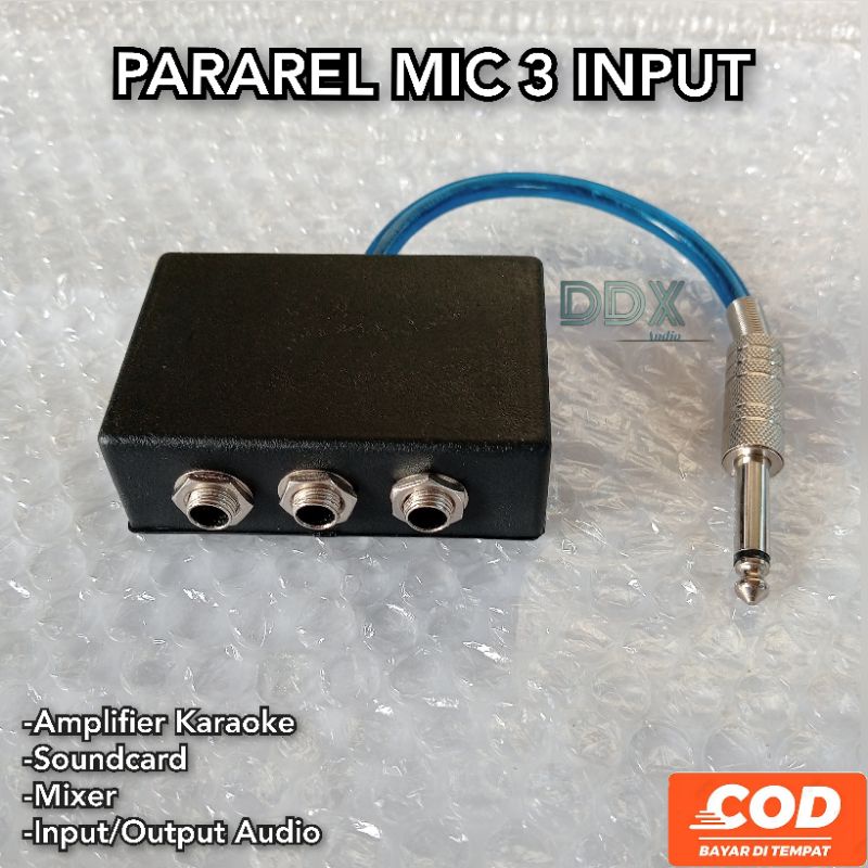 Jual Paralel Mic 3 input / Converter Mic Vokal Soundcard / Penambah ...