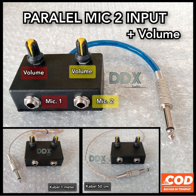 Jual PARAREL MIC DENGAN VOLUME 2 INPUT / CONVERTER MIC DYNAMIC ...