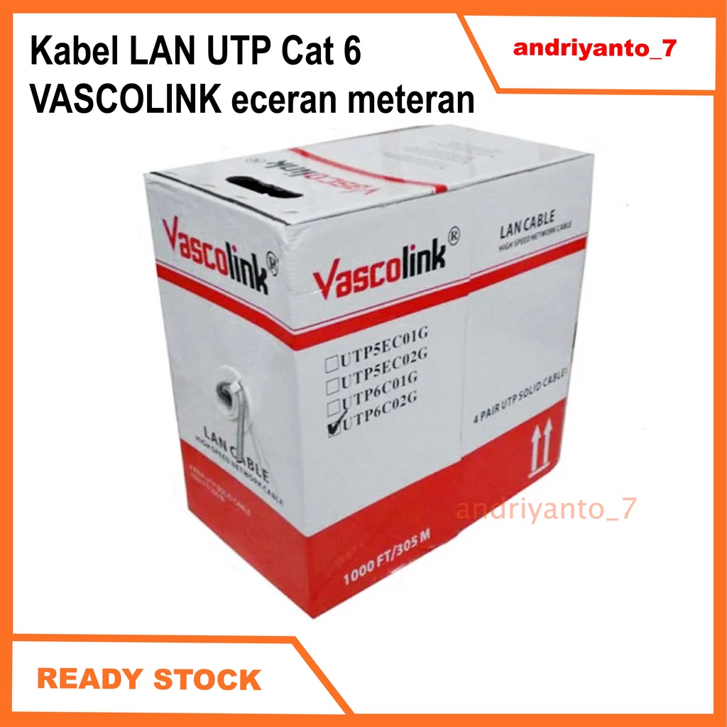 Jual Kabel LAN UTP Cat6 VASCOLINK eceran meteran | Shopee Indonesia