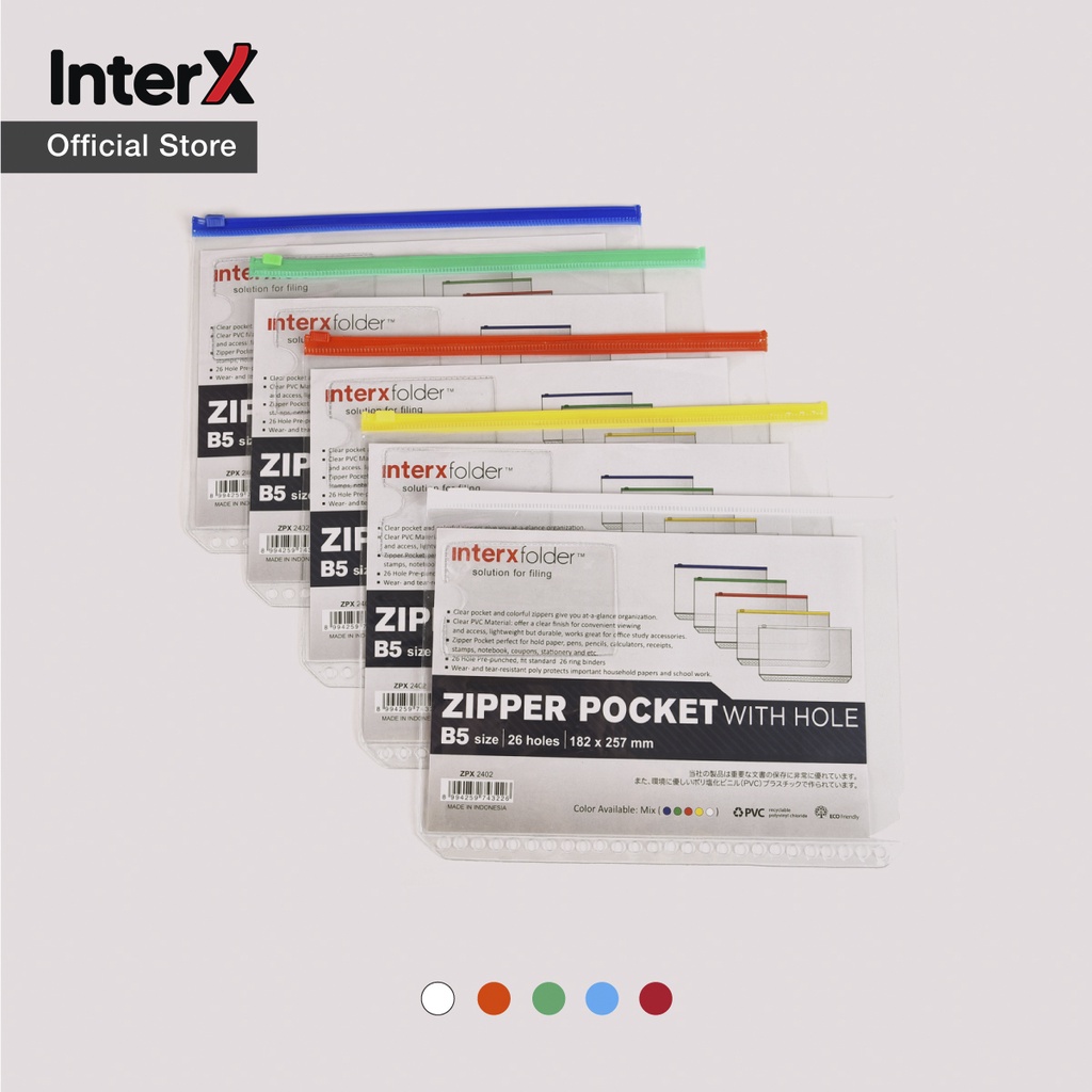 Jual InterX Folder Zipper Pocket Lubang Ziplock Tempat Penyimpanan ...