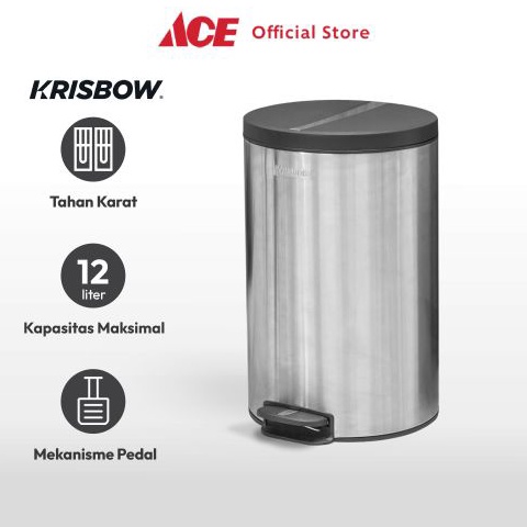 Jual PALING DICARI!. Ace - Krisbow 12 Ltr Tempat Sampah Stainless Tong Sampah Pedal Dengan Inner ...