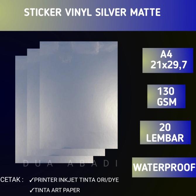 Jual 6,6 Kertas Sticker Vinyl Pet Silver Matte A4 Isi 20 Lembar ...