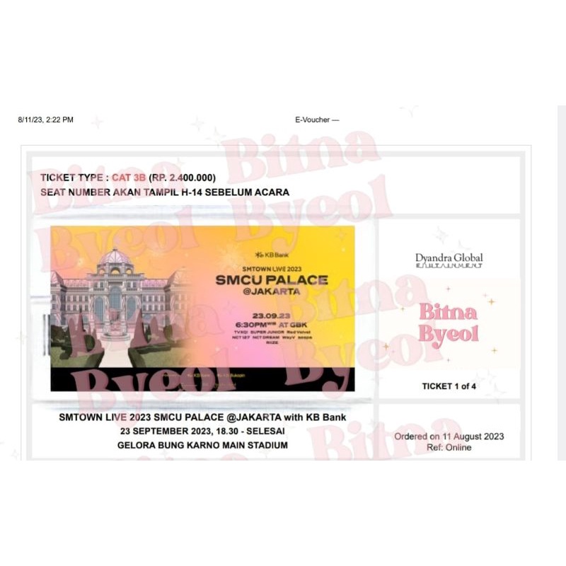 Jual WTS Tiket Konser SMTOWN LIVE 2023 SMCU PALACE @JKT CAT 3 ...