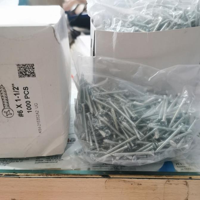 Jual ------] Skrup kayu tapping screw putih ecer keteng 6 x 1 3,75cm ...