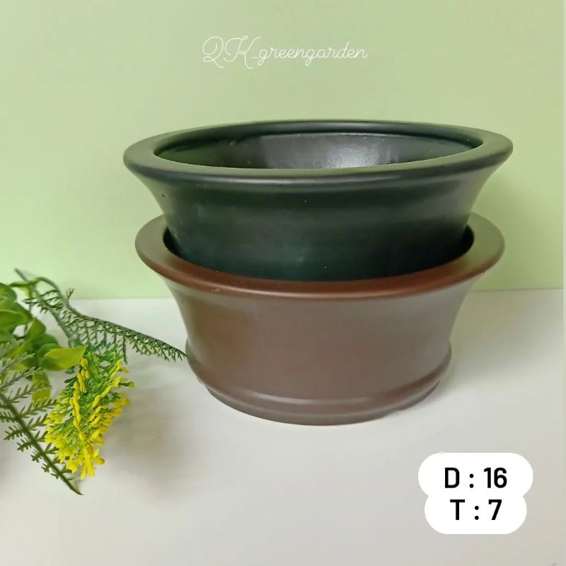 Jual Pot keramik bonsai bulat mame/shito/kaktus/sukulen/ pot vas bunga ...