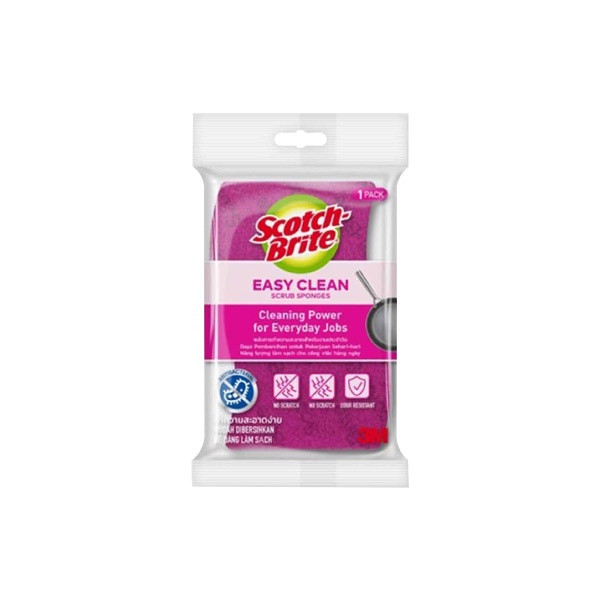 Jual SCOTCH BRITE EASY CLEAN SCRUB SPONS 2PC LAM-35 | Shopee Indonesia