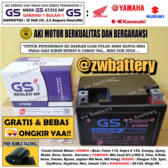 Jual Aki Motor Beat,Vario 110,Revo,Fino,Mio Soul Gt Gs Gtz5S Mf | Shopee Indonesia