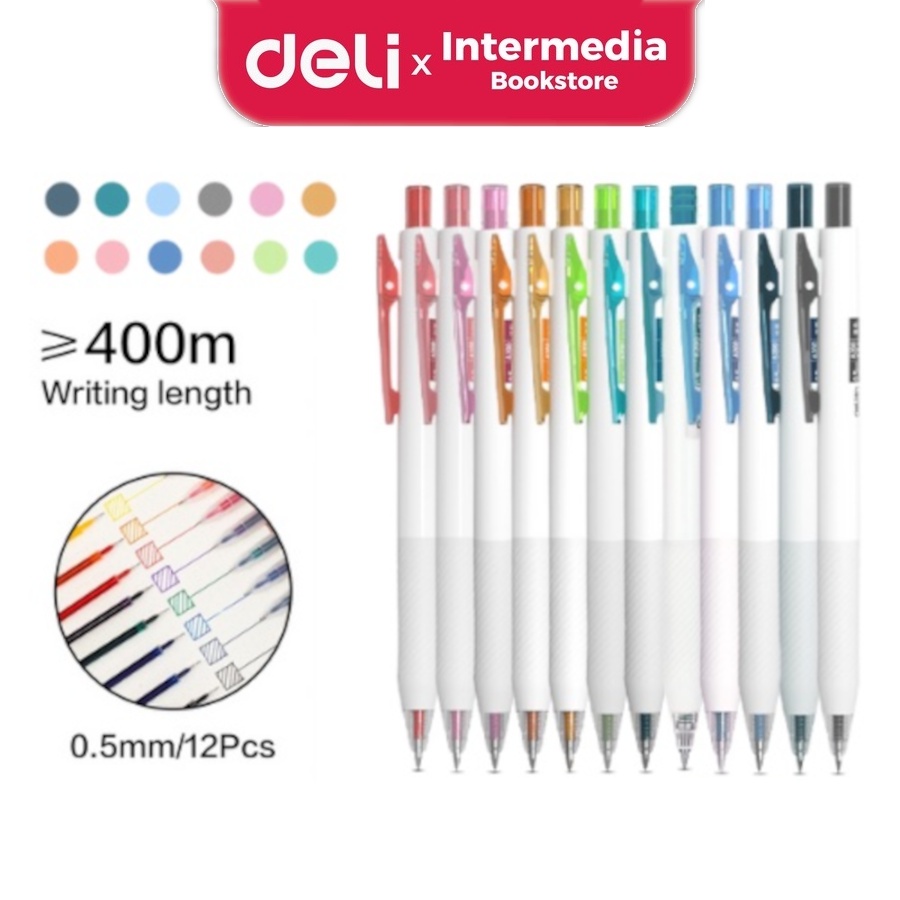 Jual Deli A200/EG22 Colorful Gel Pen / Gel Pen 12 Pilihan Warna 0.5mm ...