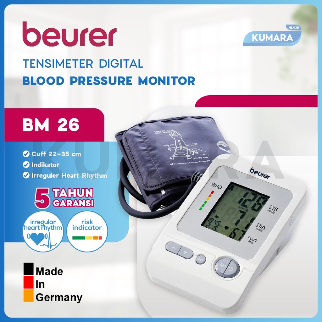 Jual BEURER - Upper Arm Blood Pressure Monitor BM 26 / Alat Ukur Tensi Digital | Shopee Indonesia