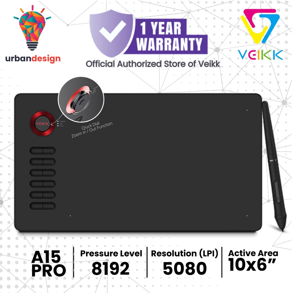 Jual Veikk A15 PRO Digital Graphic Drawing Pen Tablet | Shopee Indonesia