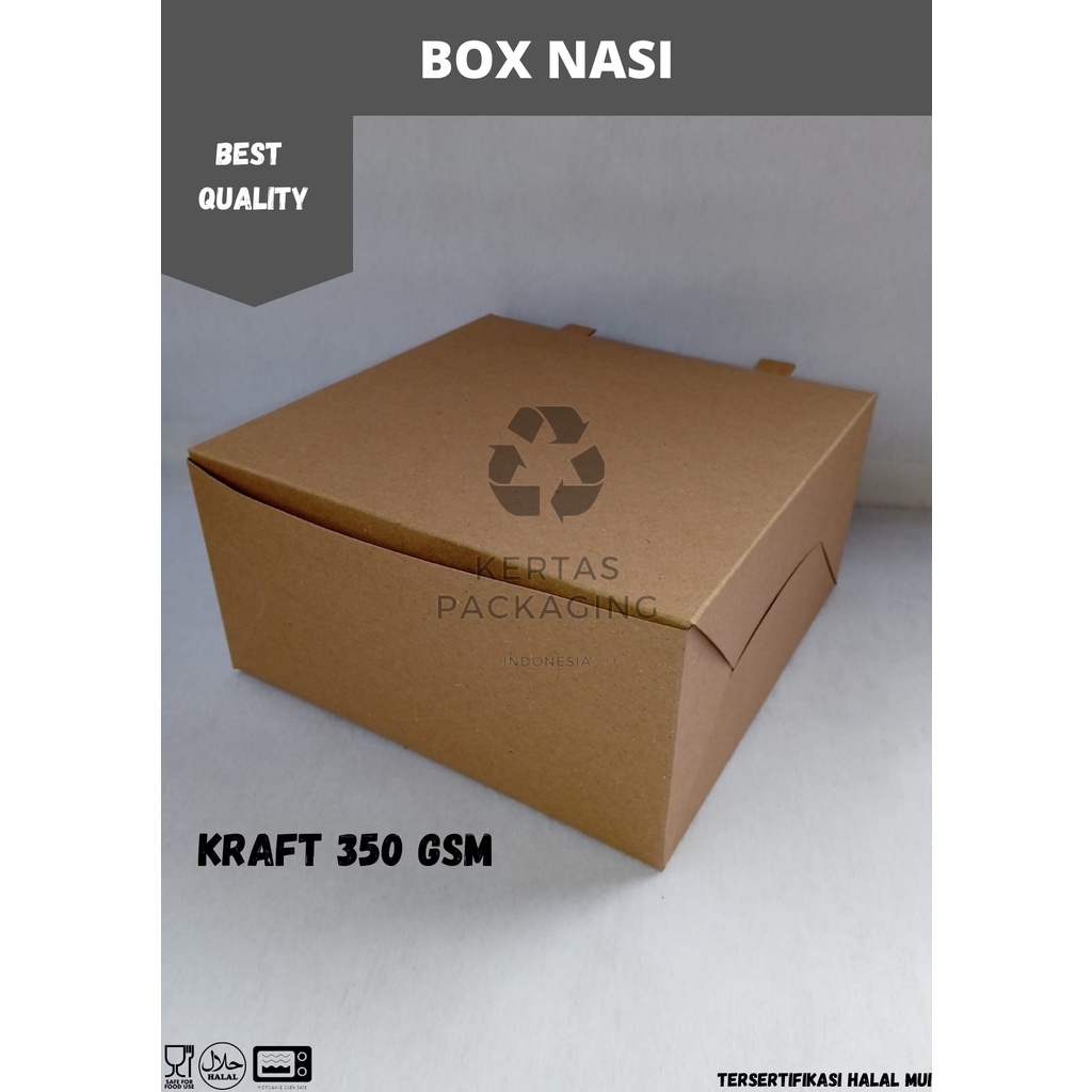 Jual Dus kotak nasi 20x20 / Kotak nasi kraft tebal 310 gsm / Katering ...