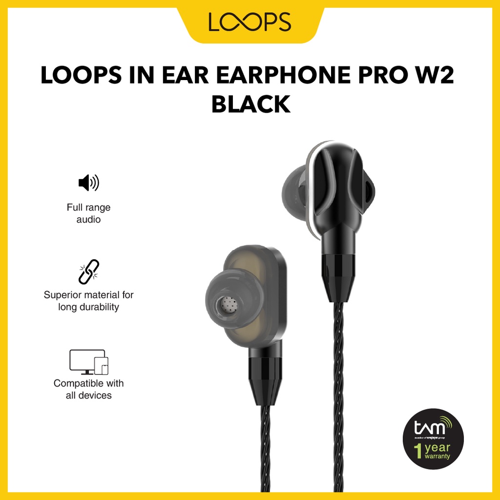 Jual LOOPS In Ear Earphone Pro W2 Black | Shopee Indonesia
