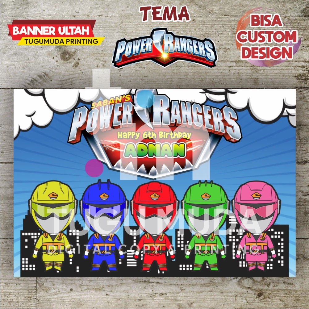 Jual Cetak Banner|Backdrop|Spanduk Ultah/Ulang Tahun Anak-BLUE RANGERS ...