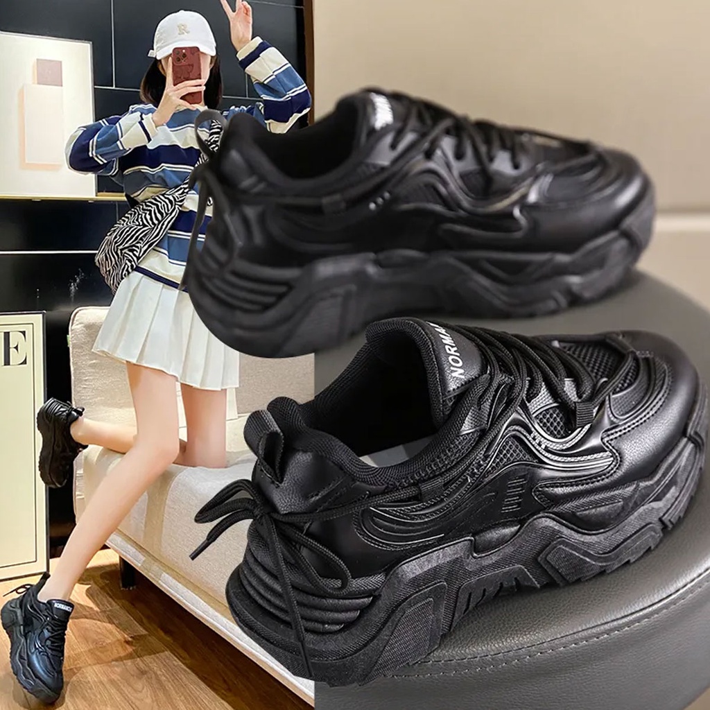 Jual Sneakers Wanita Sepatu Sport Shoes Hitam Putih Fashion Casual ...