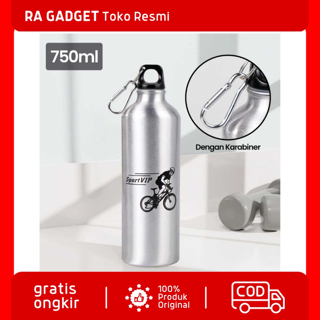 Jual Botol Minum Olahraga Aluminium 750ml Dengan Karabiner / Botol Air ...
