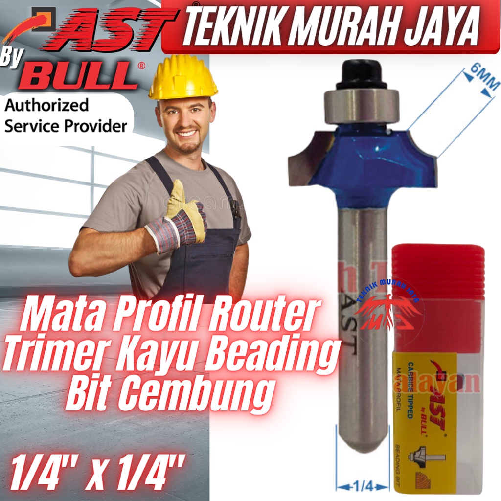 Jual AST Mata Profil Router Trimer Kayu 1/4" X 1/4" Beading Bit Cembung ...