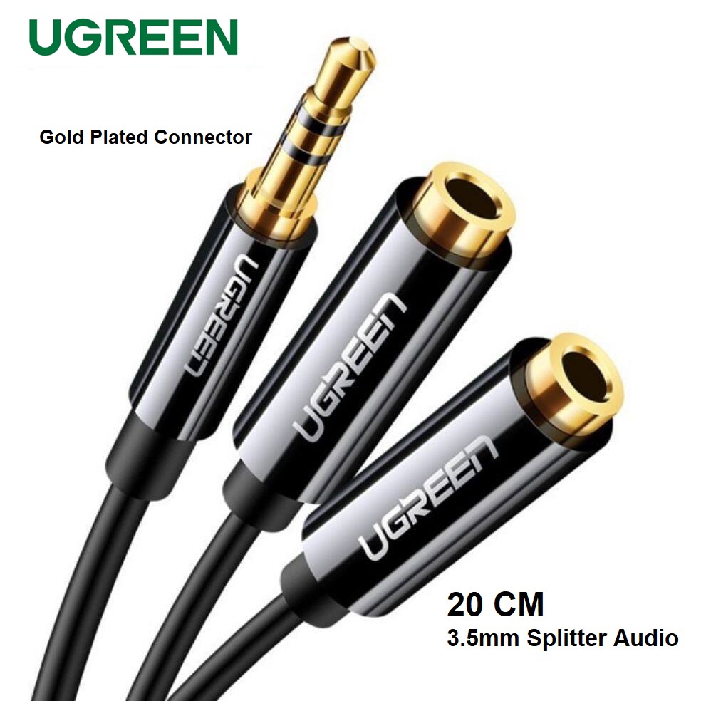 Jual UGREEN ORIGINAL Kabel Splitter AUX Audio 3.5mm to Dual Audio ...