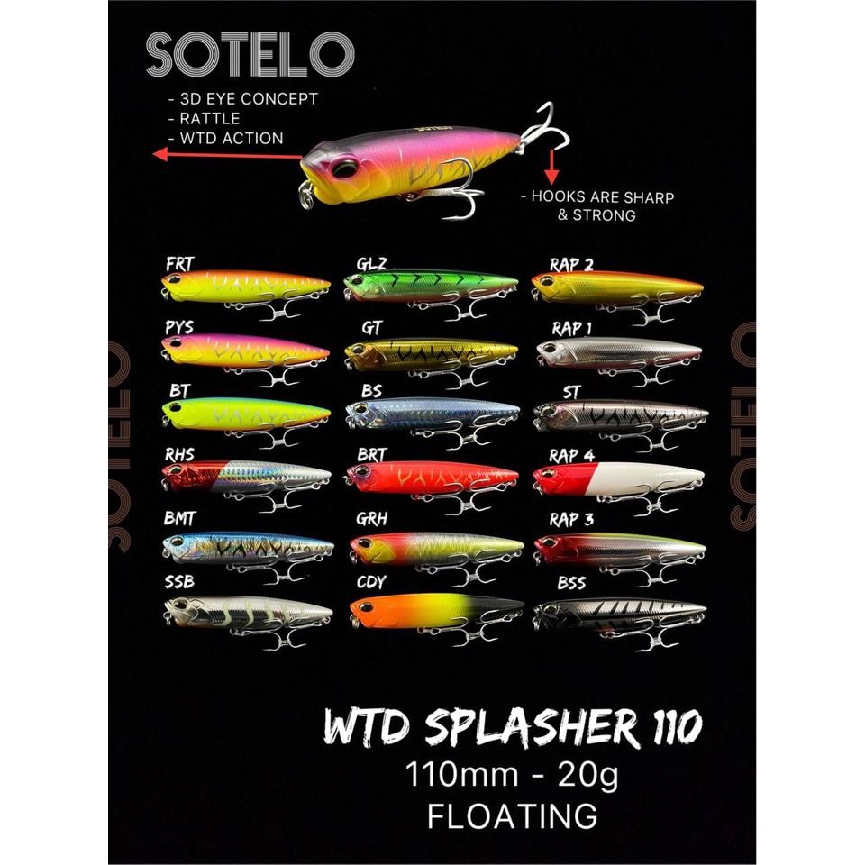 Jual Lure SOTELO WTD SPLASHER 110 (11cm / 20gram) FLOATING | Shopee ...