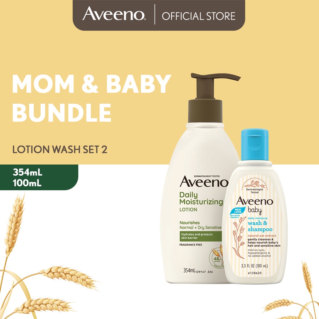 Jual Aveeno Mom & Baby Set | Aveeno Daily Moisturizing Lotion 354mL & Aveeno Baby Daily Moisture ...