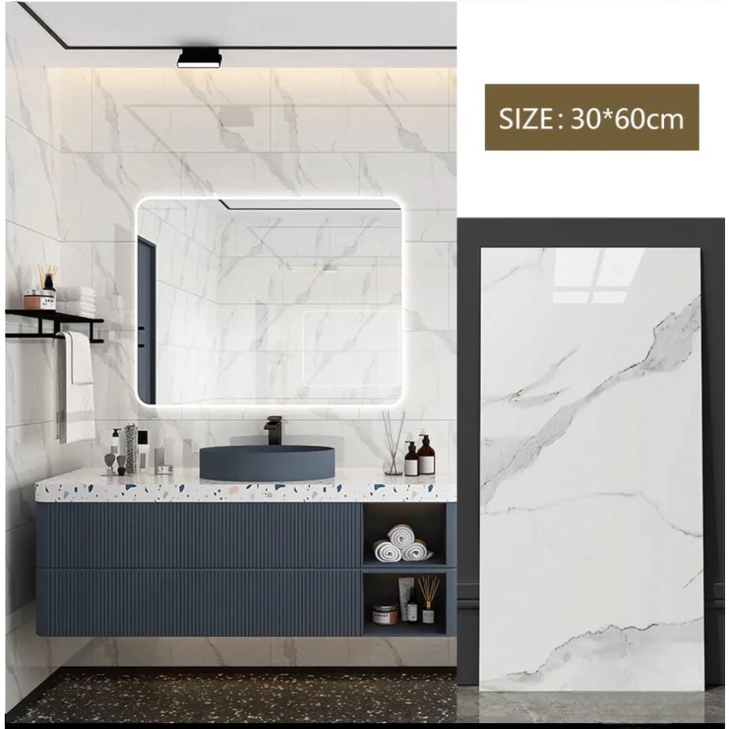 Jual PAKET 10 PCS Wallpaper dinding Vinyl Marble 30 x 60 cm 0,3cm ...
