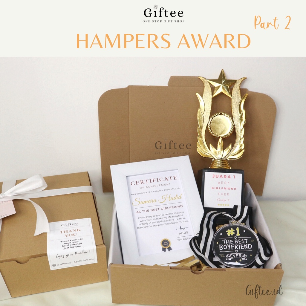Jual KADO VALENTINE HAMPERS AWARD 2 CUSTOM PIALA SERTIFIKAT MEDALI ...
