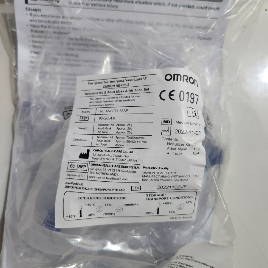 Jual Nebulizer Kit Adult Mask Air Tube Set OMRON NE-C803 Tempat Obat ...