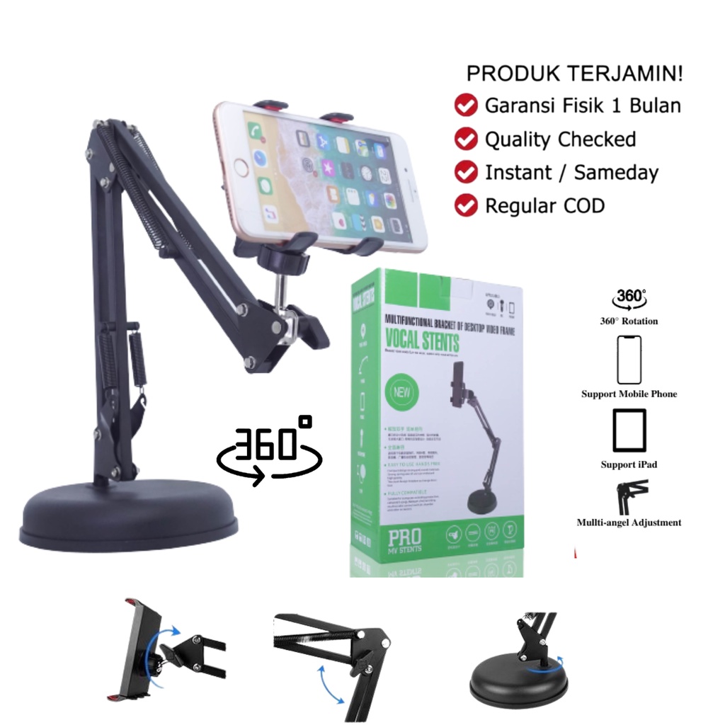 Jual Stand Holder Hp Meja Broadcast Streaming Youtube Tiktok Vlogger ...