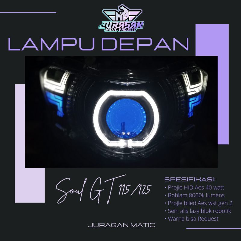 Jual lampu depan headlamp motor custom projie BMW Yamaha soul GT 115 ...