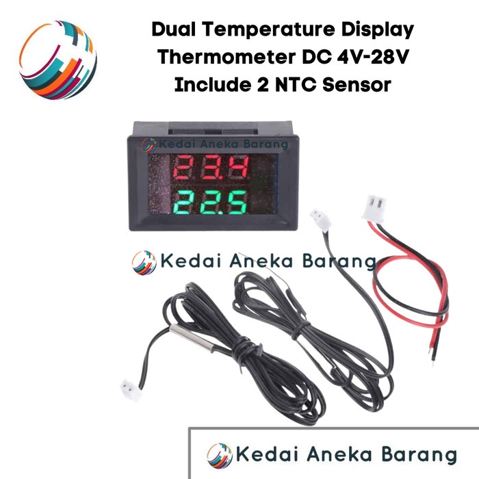 Jual Dual Temperature Display Thermometer NTC Sensor Pengukur Suhu 4 ...
