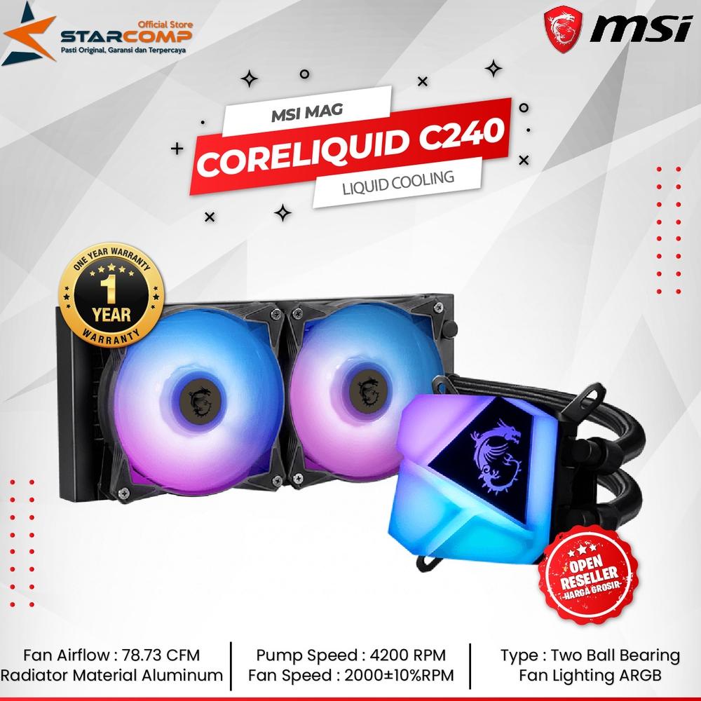 Jual MSI MAG CORELIQUID C240 ARGB AIO LIQUID COOLING 240mm CPU COOLER ...