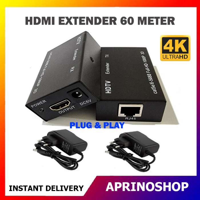 Jual HDMI Extender 60 Meter RJ45 Cat5e Cat6 HDMI Extension Kabel LAN ...