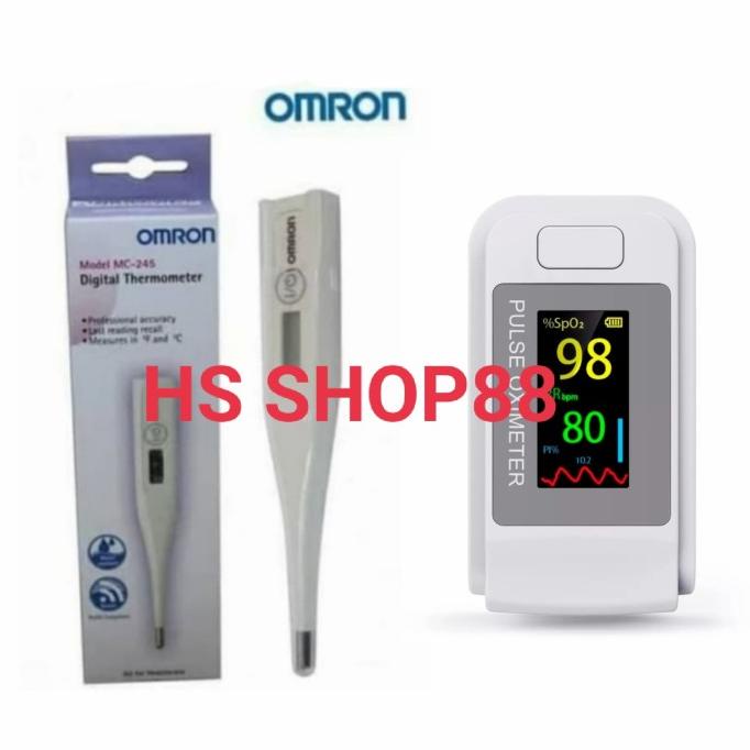 Jual paket oximeter oksimeter fingertip termometer thermometer omron ...