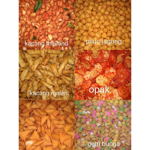 Jual kacang molen kacang thailand piramid jagung opak gem bunga pilus ...