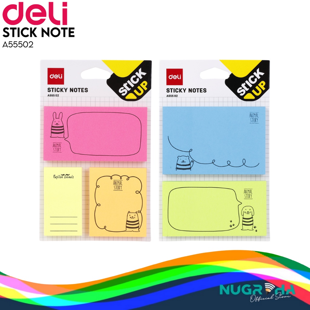 Jual Deli A55502 Memo/Sticky Notes Set [50 sheets pad/76 mm/95 mm/mix ...
