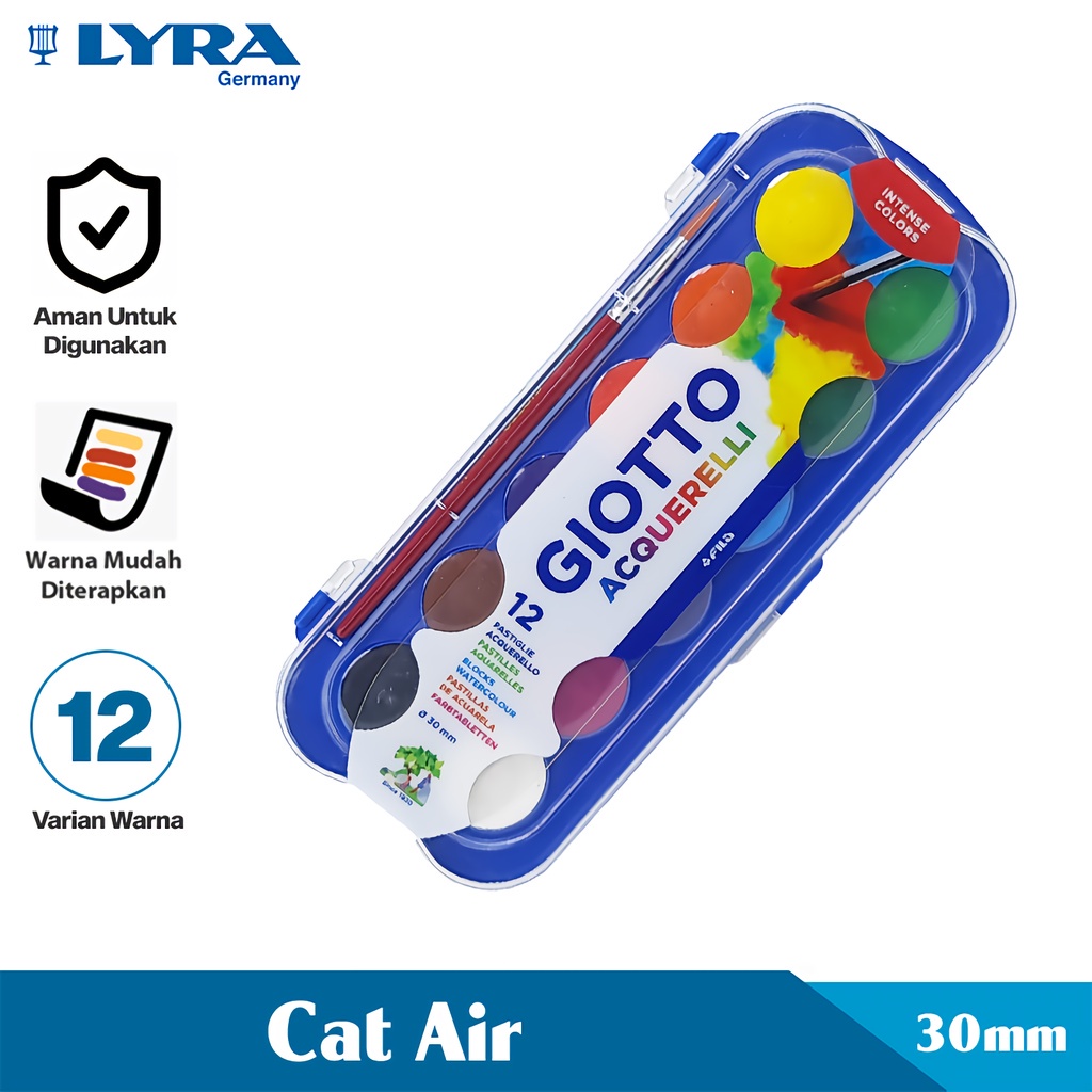 Jual Giotto Cat Air 12 Warna Diameter 30 Mm Acquerelli Watercolor Alat ...